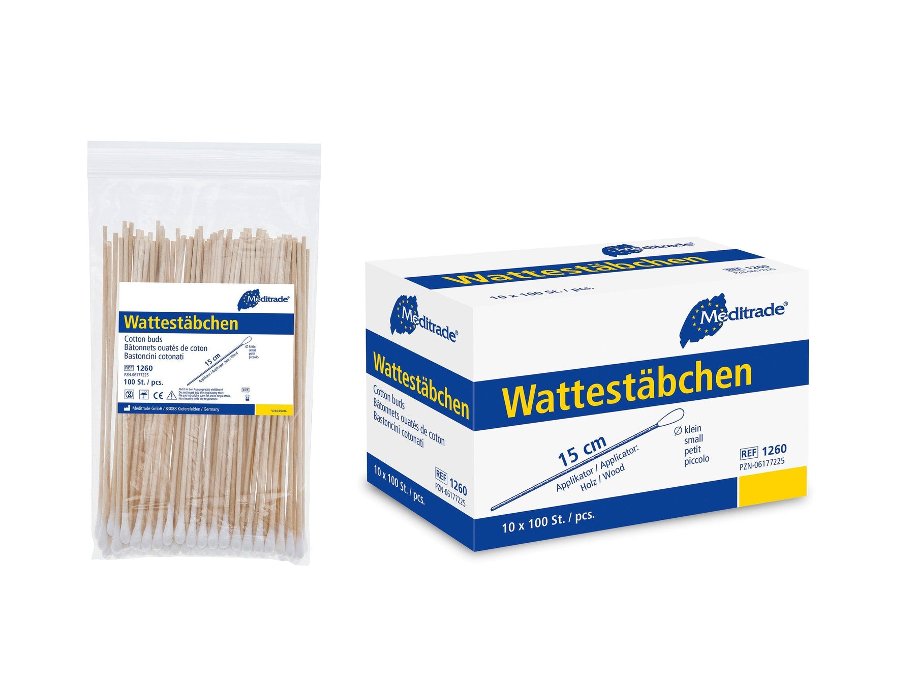 Meditrade, Wattestäbchen, Länge: 15 cm, großer, kleiner, mittlerer Kopf ...